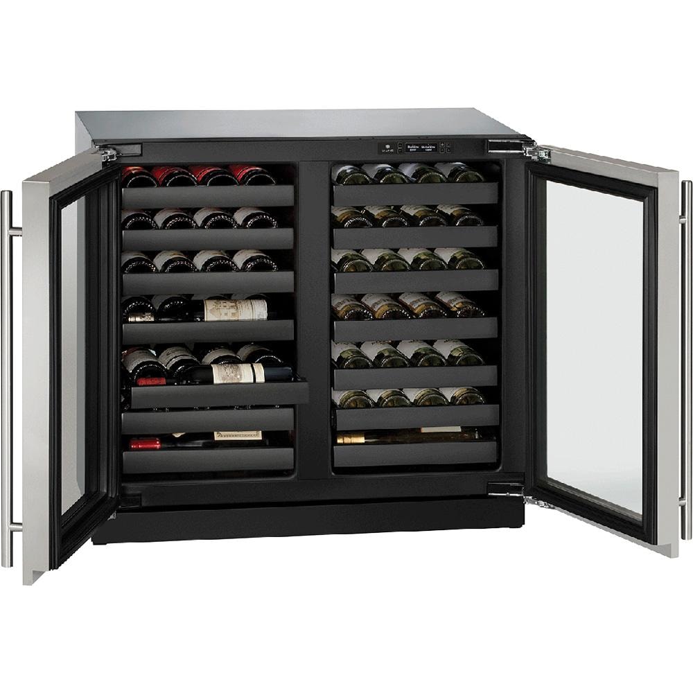 U-Line 3000 Series 36-Inch 62 Bottle Dual Zone Wine Captain With Lock ...