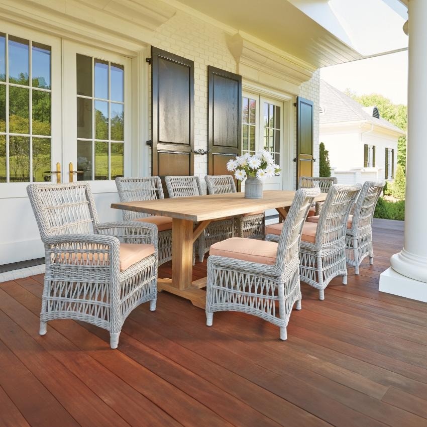 Mackinac Wicker Dining Chair in Putty/Aman Capri by Lloyd Flanders ...