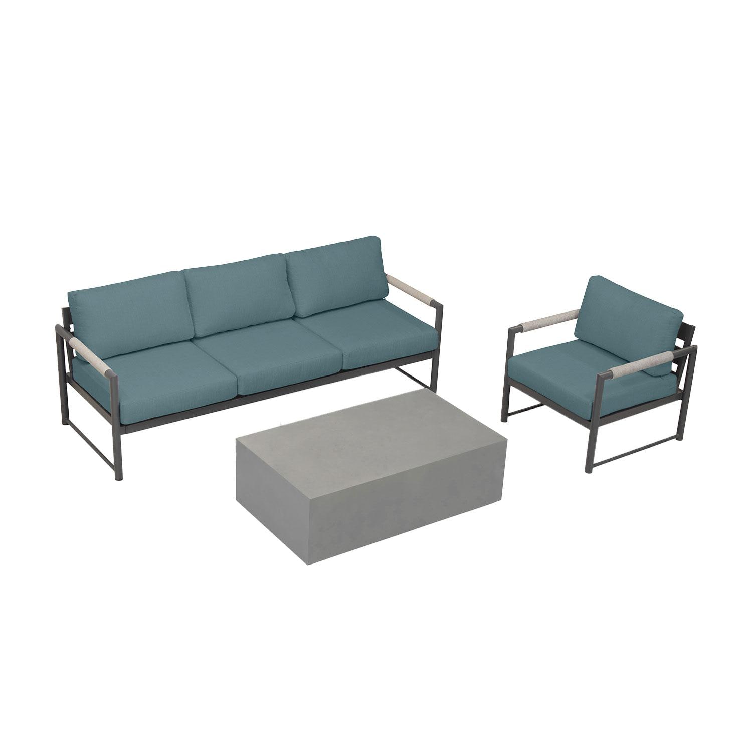 Avenue Bay 3 Pc Aluminum Sofa Set in Slate/Cast Lagoon by Lakeview ...