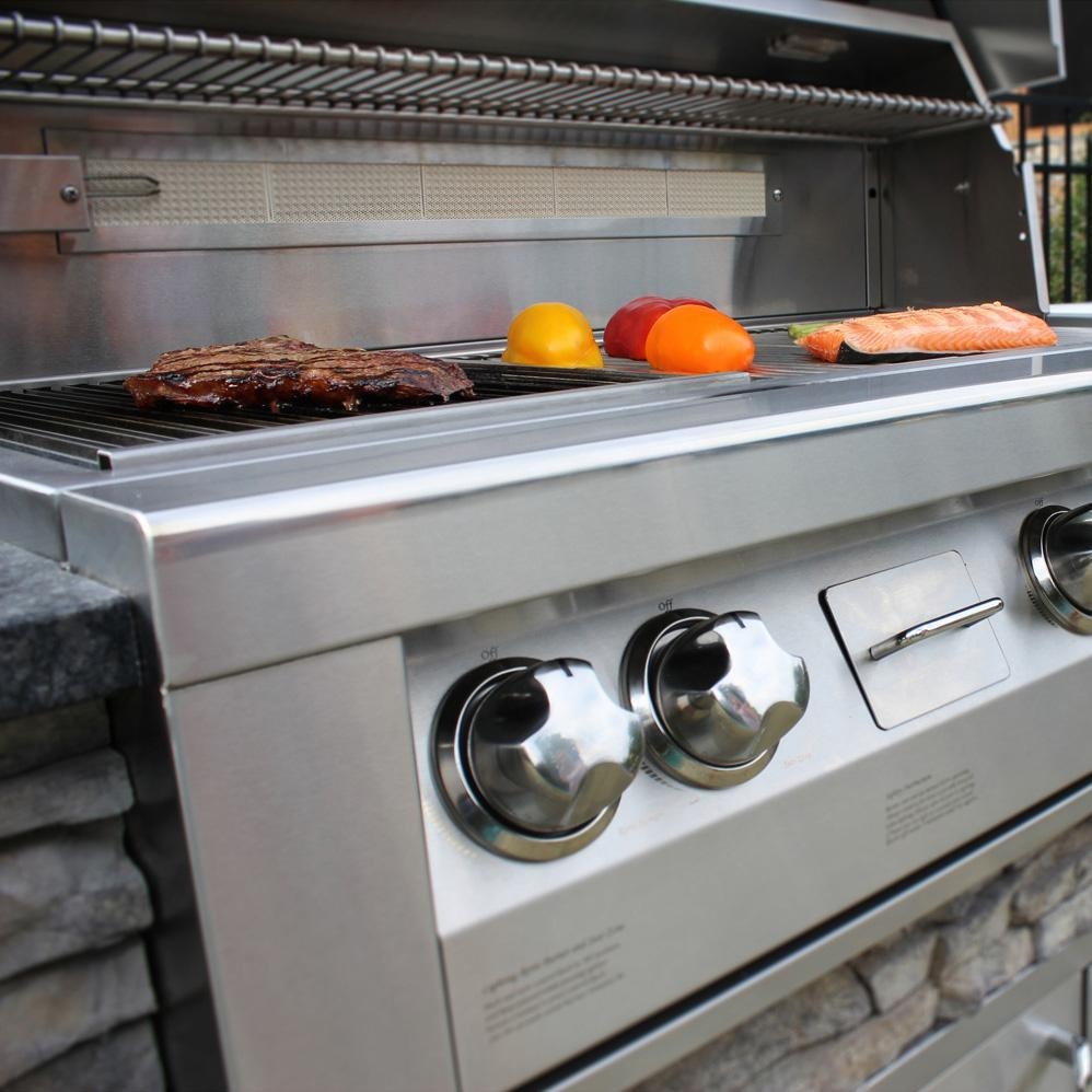 Vintage 42 Inch Stainless Steel Liquid Propane Built-In Gas Grill with ...