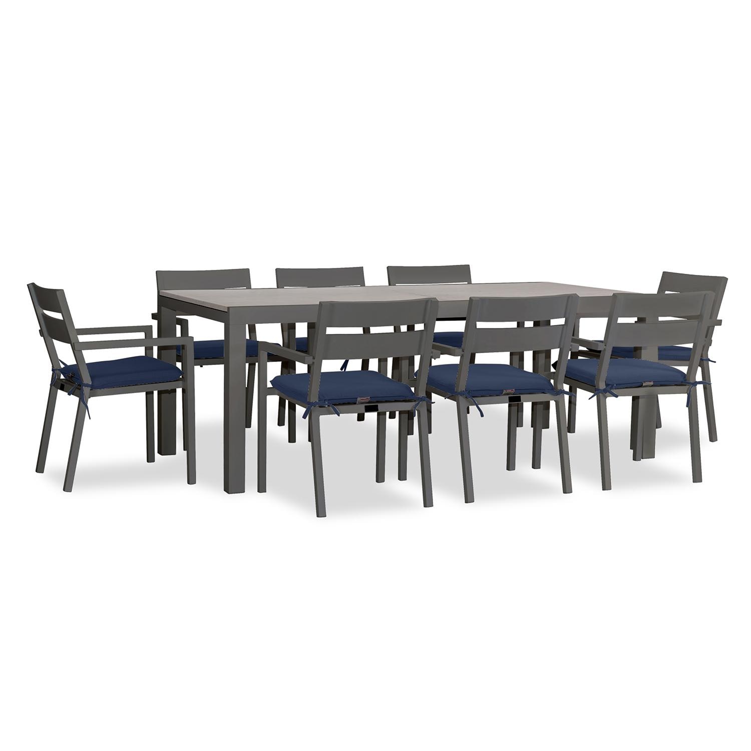 Calm Bay 9 Pc Extendable Aluminum Dining Set in Slate/Barnwood/Spectrum ...