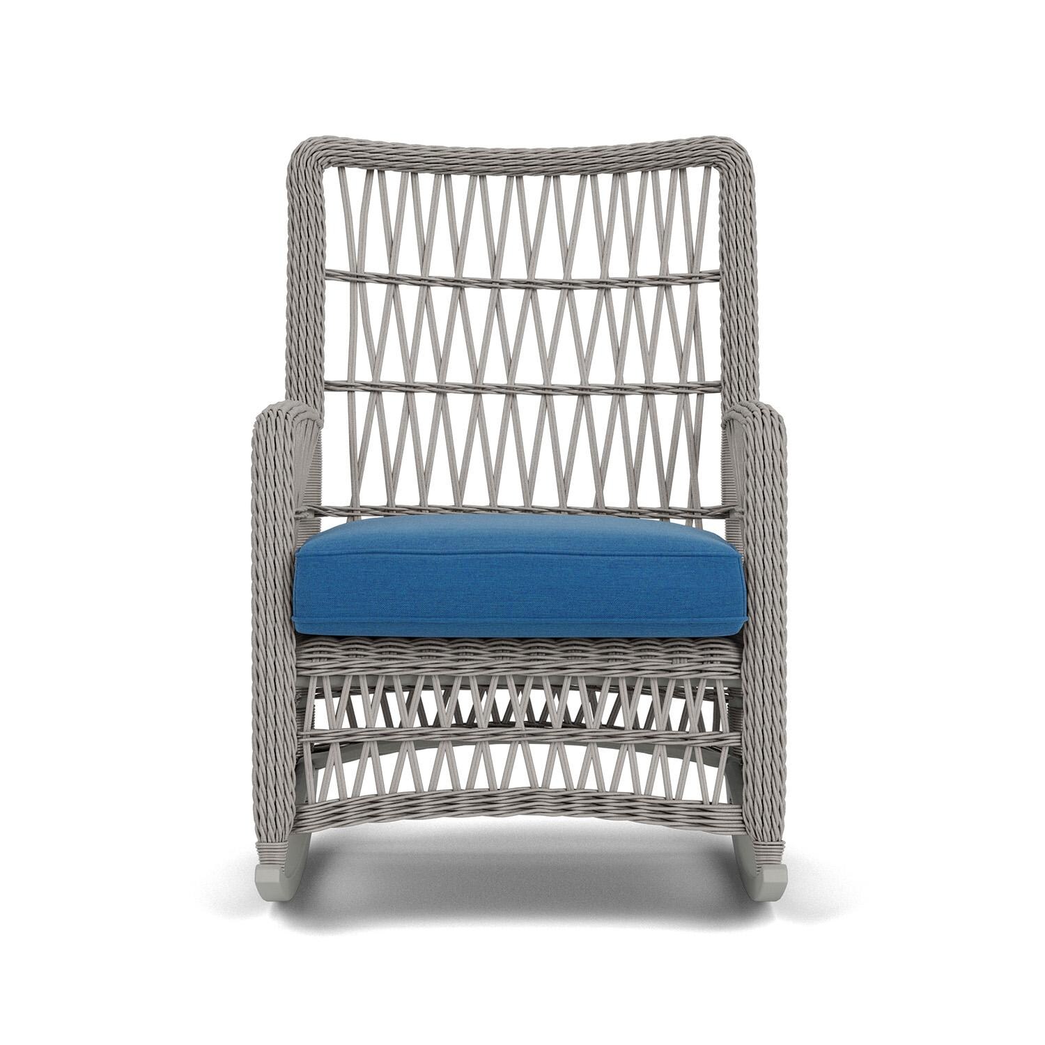 Mackinac Wicker Rocking Club Chair w/ High Back in Putty/Flagship ...