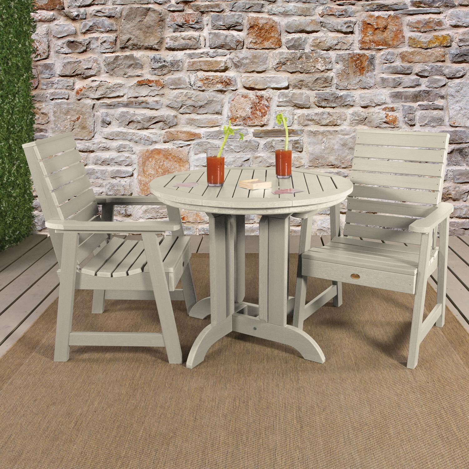 Elm Pointe 3 Pc Recycled Plastic Round Dining Set in Whitewash By ...