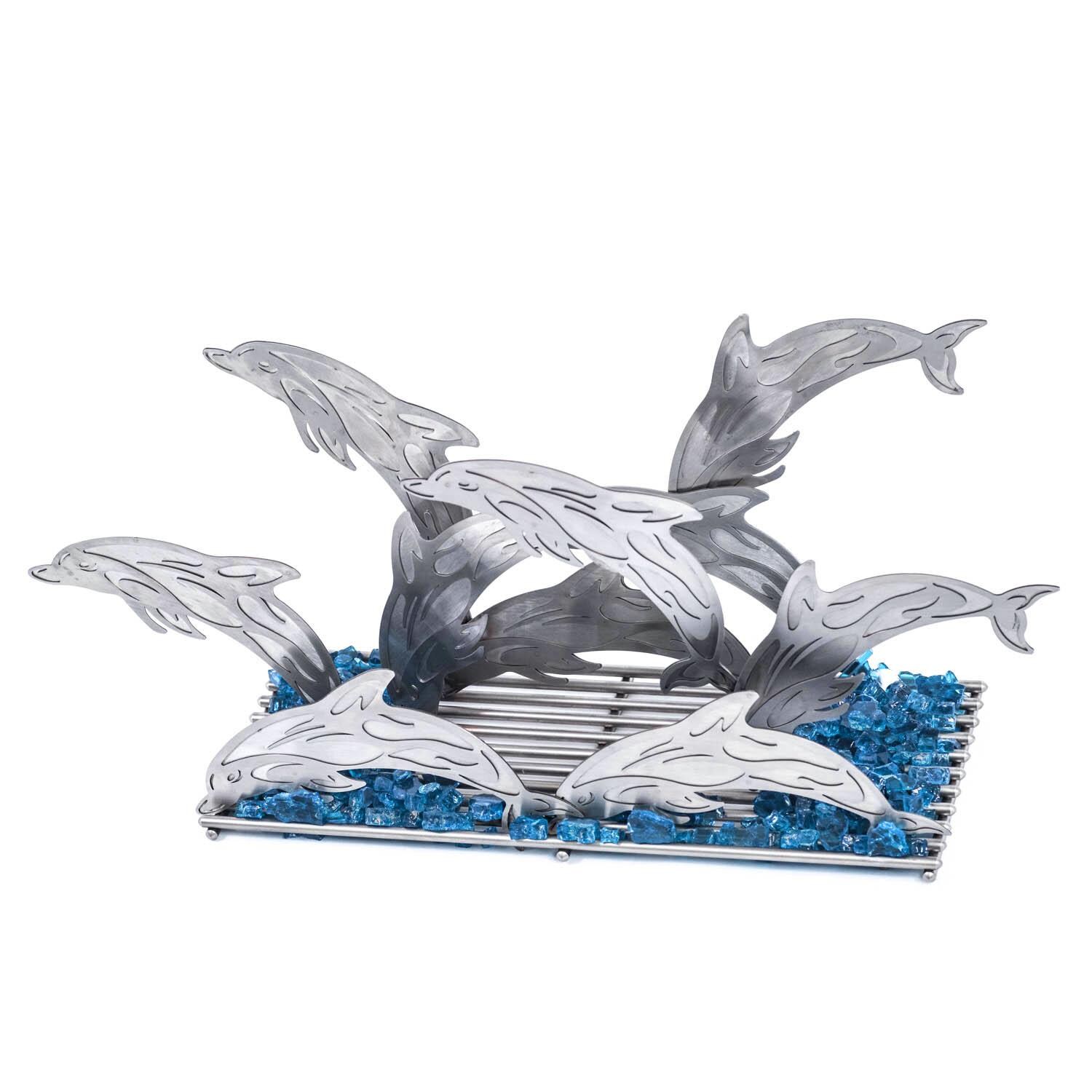 BBQGuys Signature Series Fireplace Sculpture - Dolphin Seascape with ...