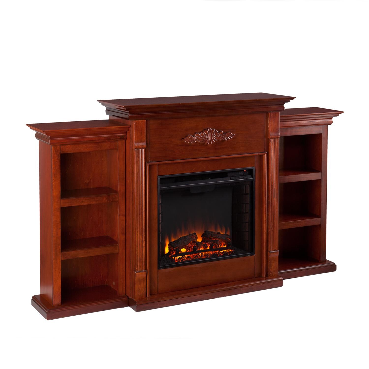 Southern Enterprises Tennyson 70-Inch Electric Fireplace W/ Bookcases ...