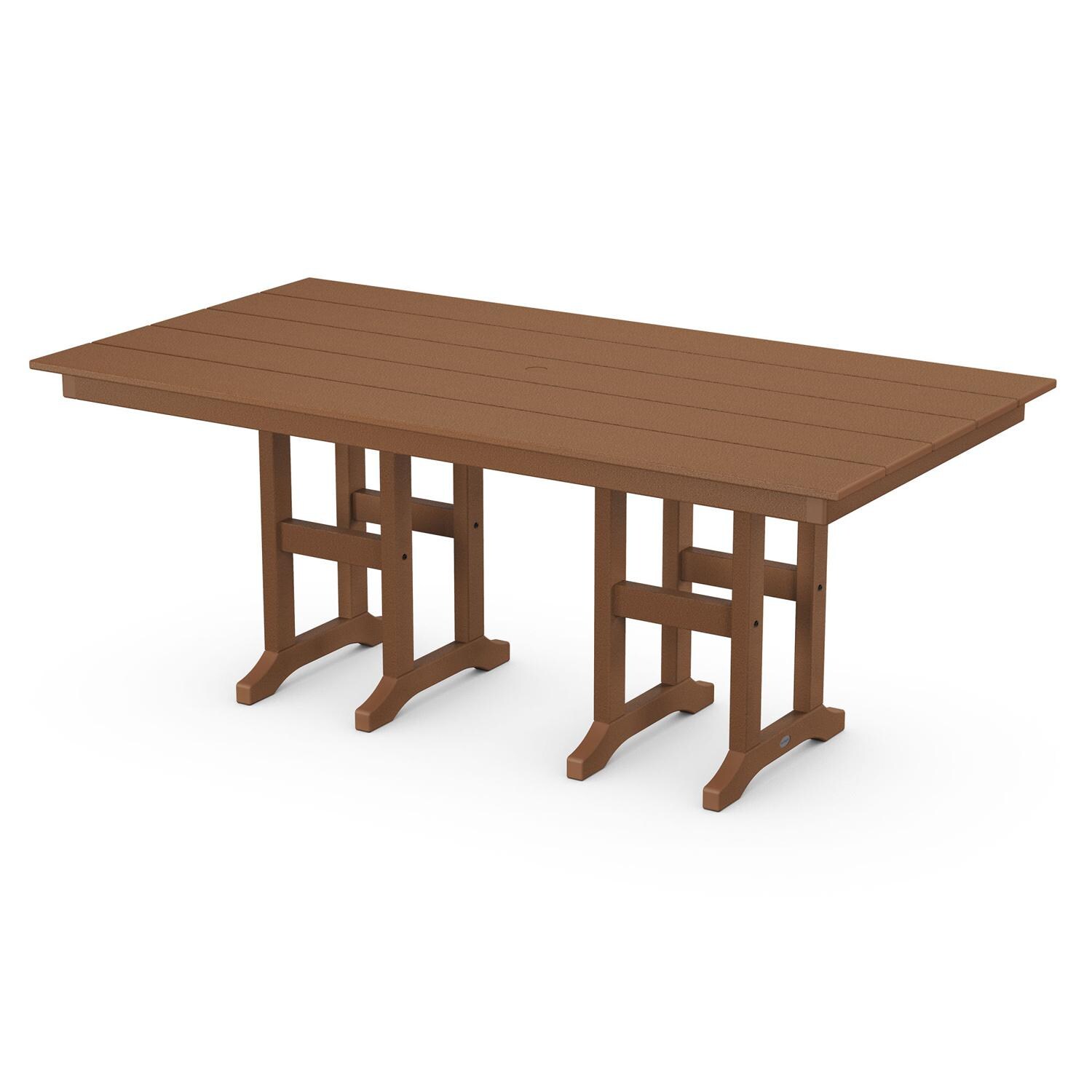POLYWOOD 37 X 72-Inch Farmhouse Dining Table - Teak : BBQGuys