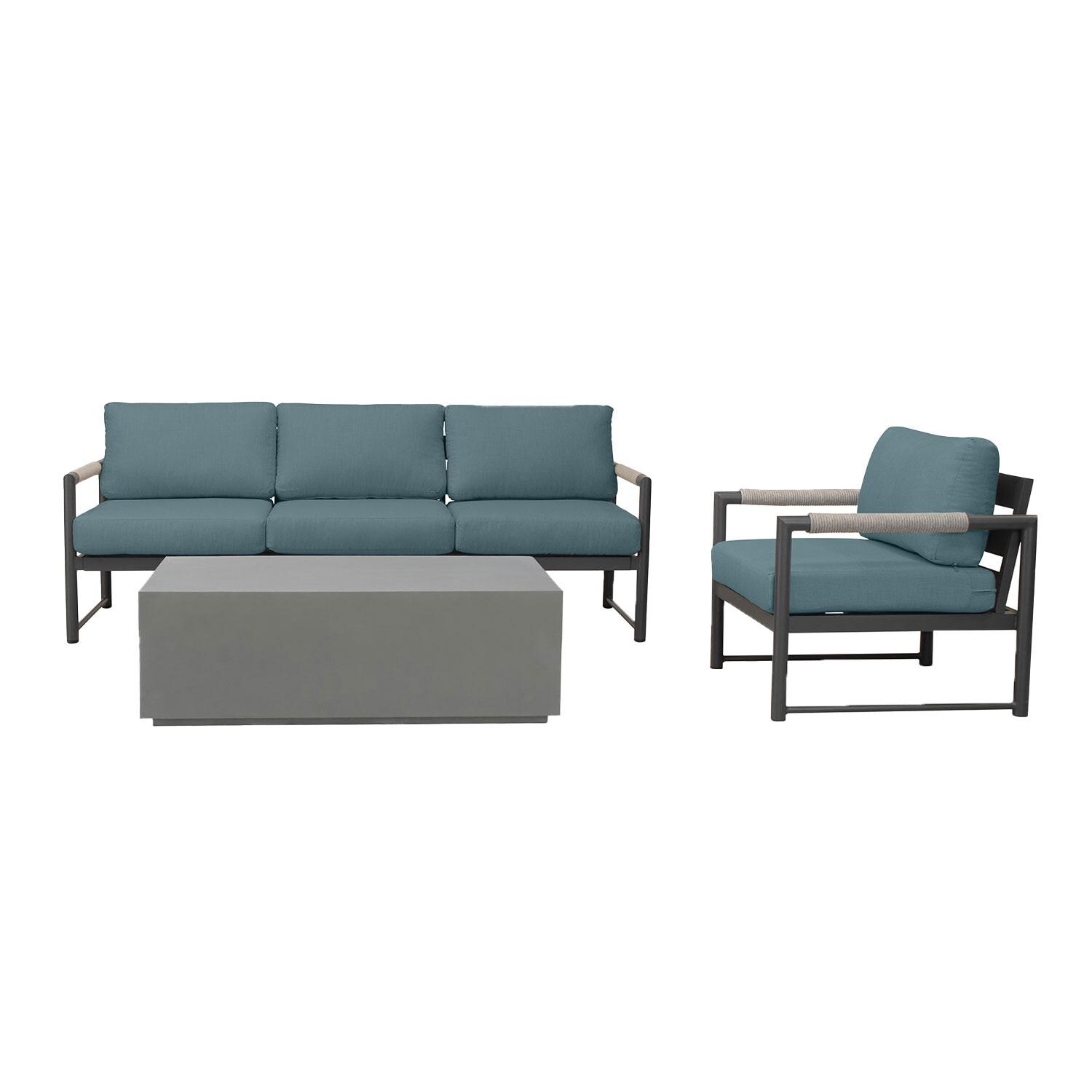Lakeview Avenue Bay Slate/Pebble Gray 3 Pc Sofa Set - Cast Lagoon : BBQGuys