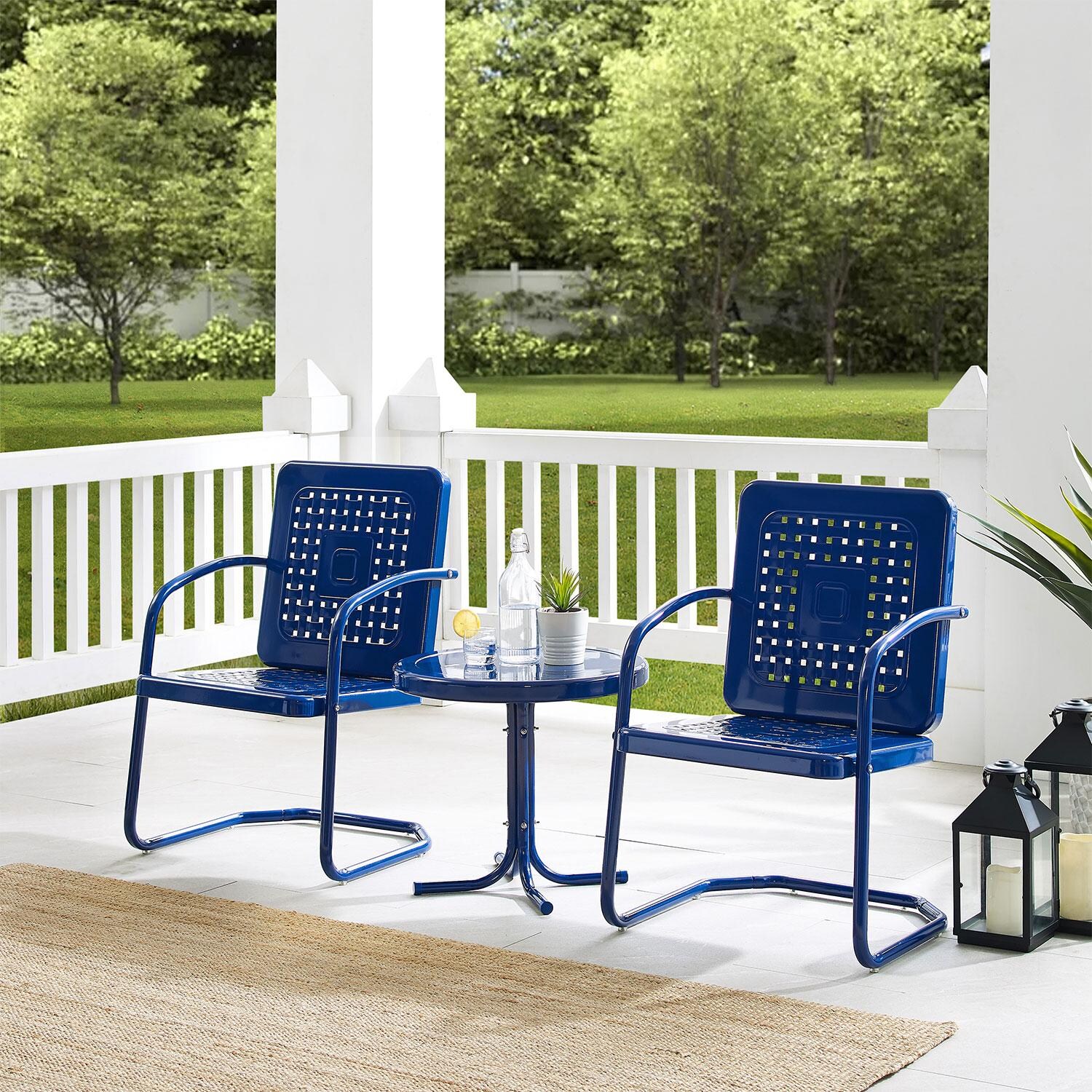 Ultimate Patio Westcove 3Pc Retro Outdoor Chair Set in Navy Blue : BBQGuys