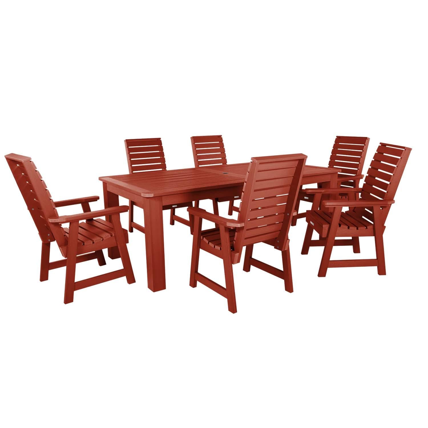 Elm Pointe 7 Pc Recycled Plastic Dining Set in Rustic Red by Lakeview ...