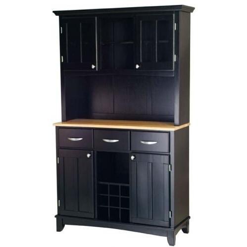 Home Styles Large Buffet Server & Hutch With Wood Top - Natural/Black ...