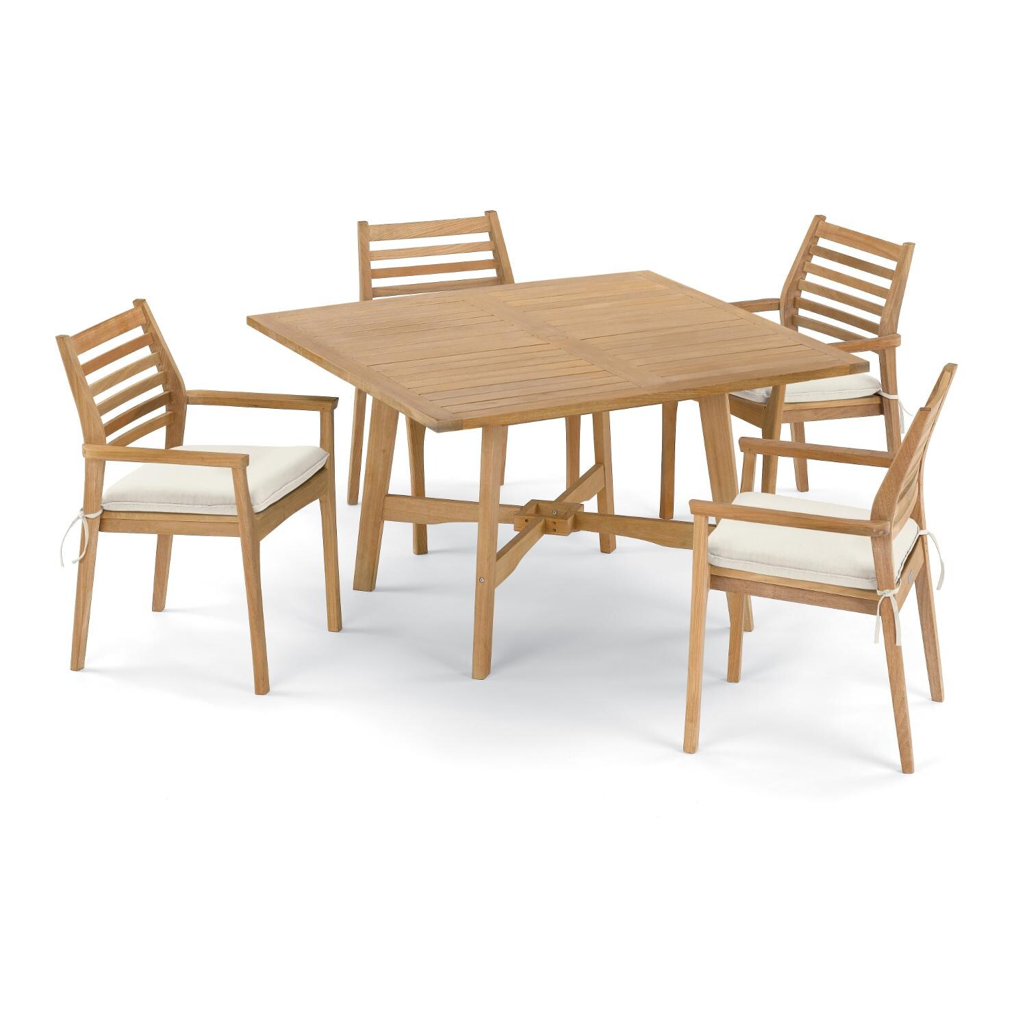 Wexford 5 Piece Natural Shorea Patio Dining Set W/ 48 Inch Square Table ...