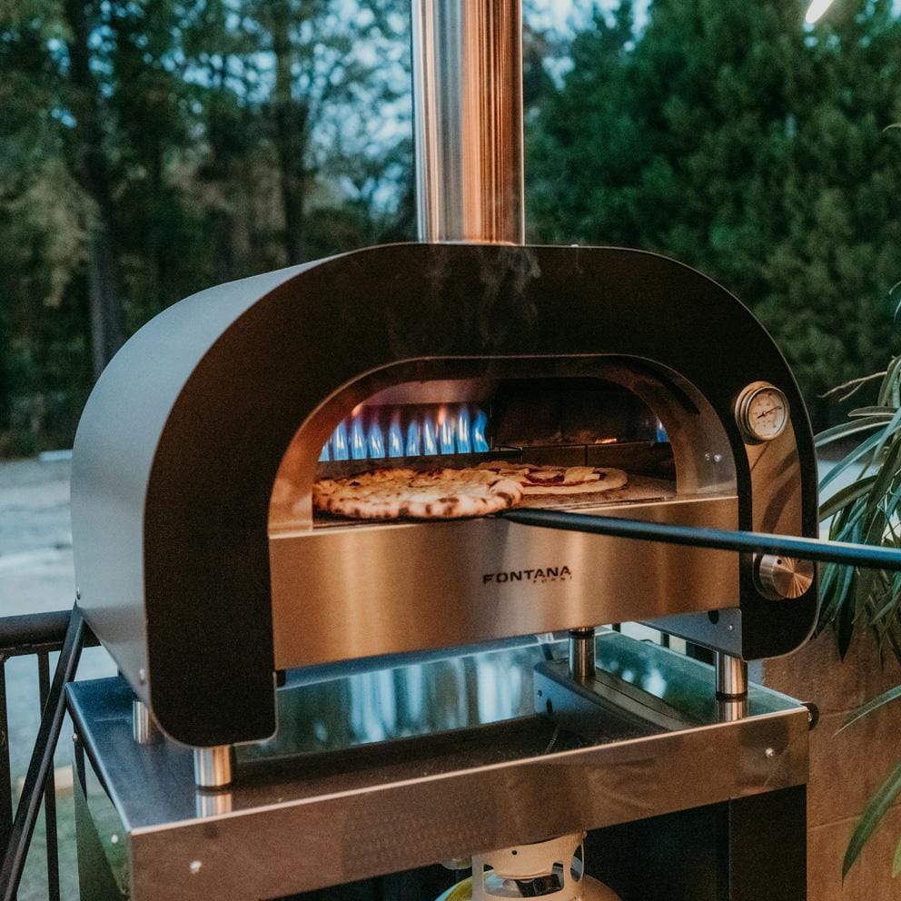 Fontana Forni Maestro 60 Gas Fired Pizza Oven on Mini Pizza Desk : BBQGuys