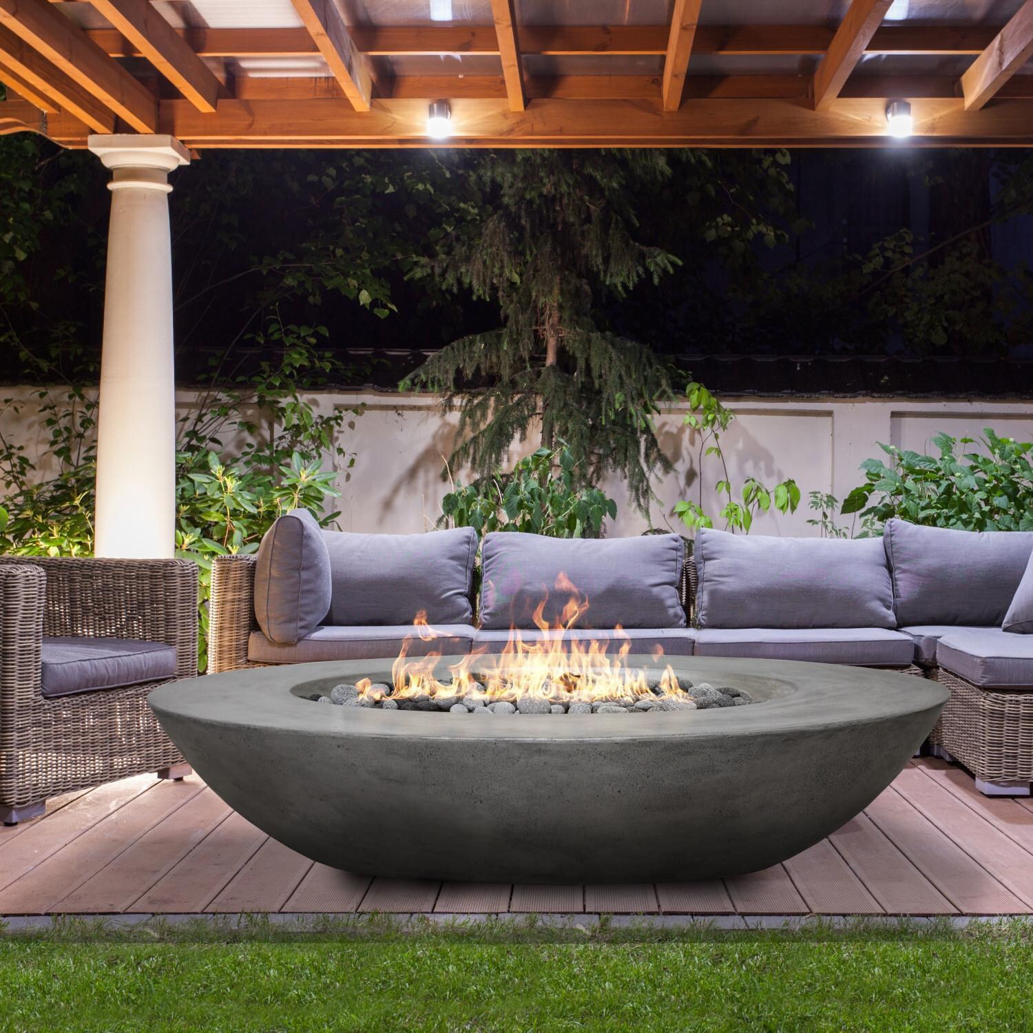 Saddleview 79 Inch Round GFRC Natural Gas Fire Bowl in Pewter by ...