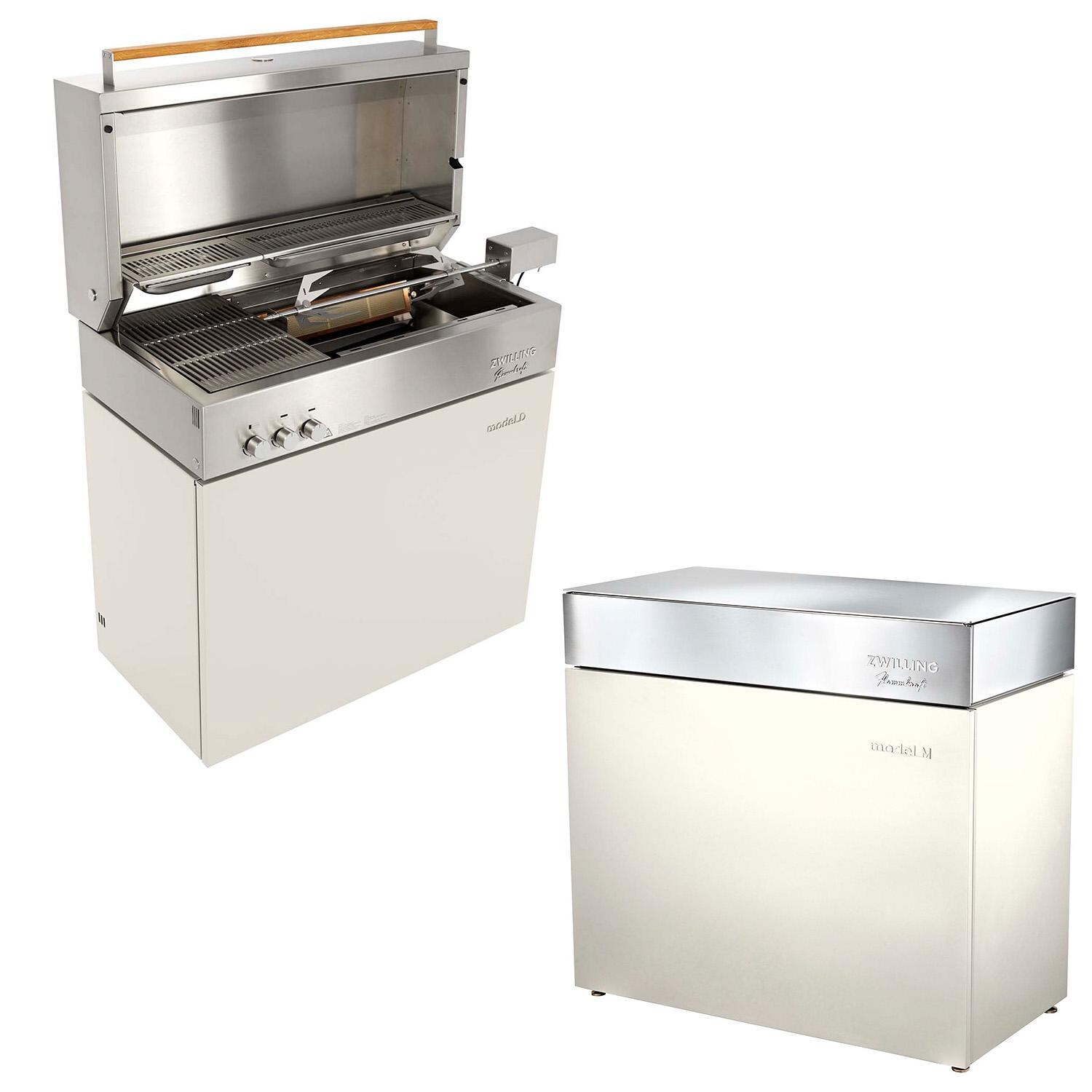 Flammkraft Model D Freestanding Grill W/Rotisserie & Model M Prep ...
