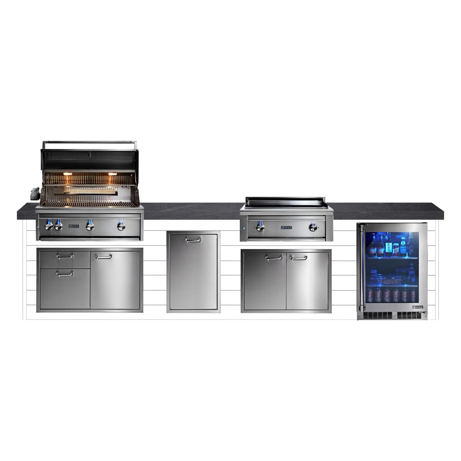 BBQGuys Signature 12ft Luxury Outdoor Kitchen w/ Lynx Professional 36 ...