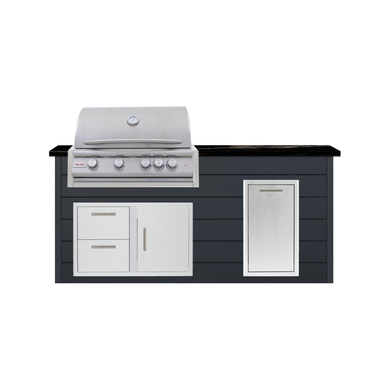 BBQGuys Signature 6 Ft Outdoor Kitchen Island w/ 32 Inch Propane Blaze ...