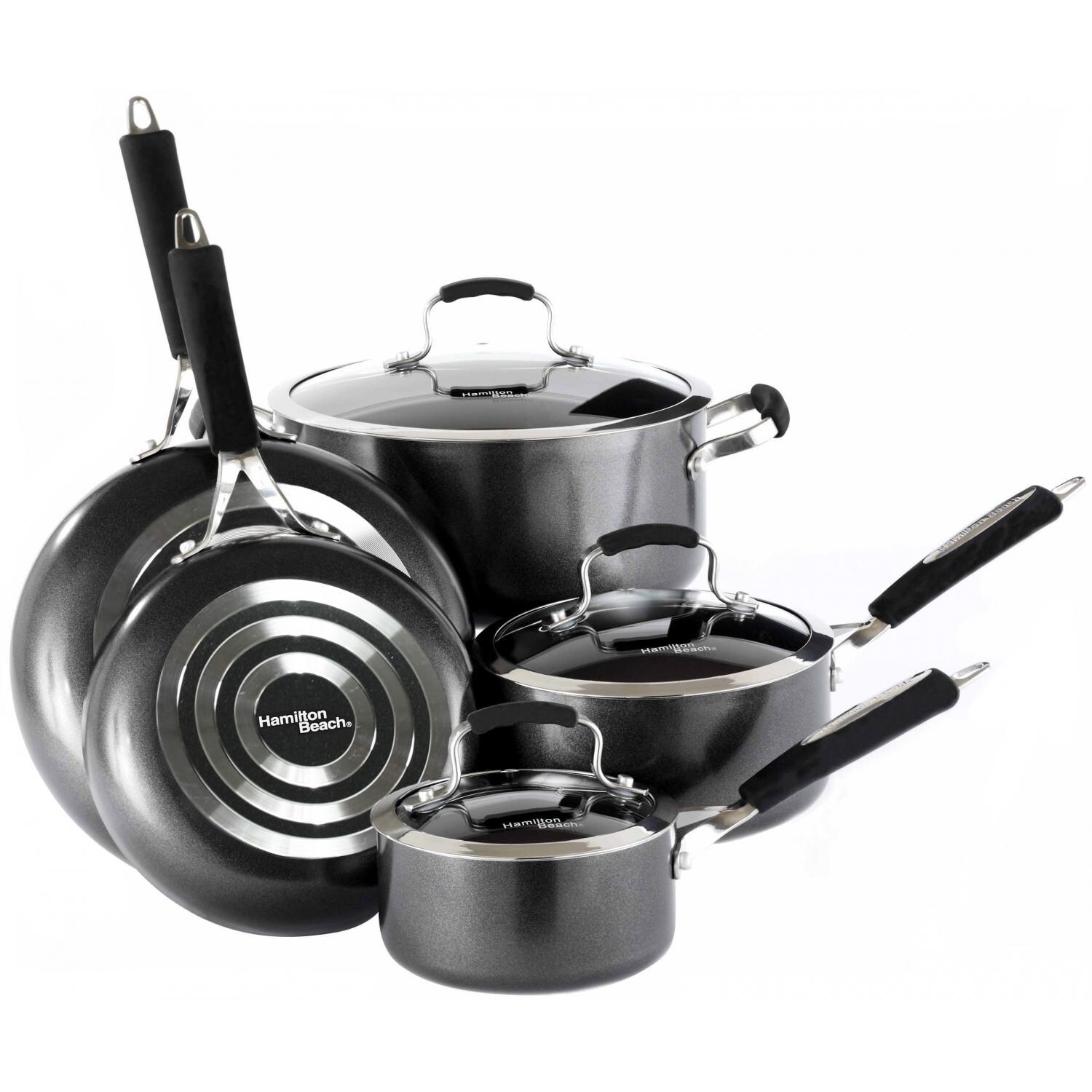 Hamilton Beach Cookware Set Nonstick Signature, 8 Piece - Black : BBQGuys