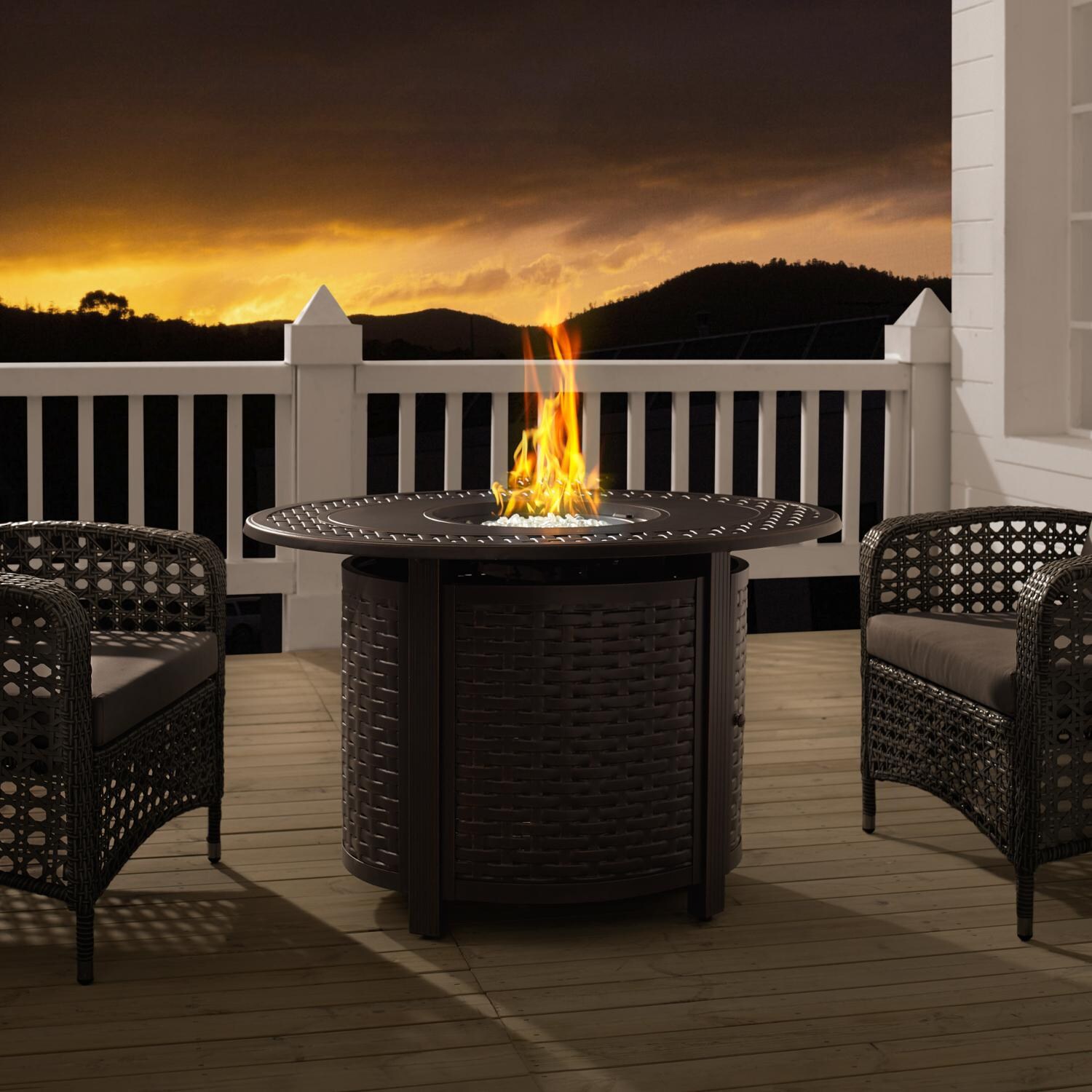 Ultimate Patio Welcome View 40-Inch Oval Aluminum Natural Gas Fire Pit ...