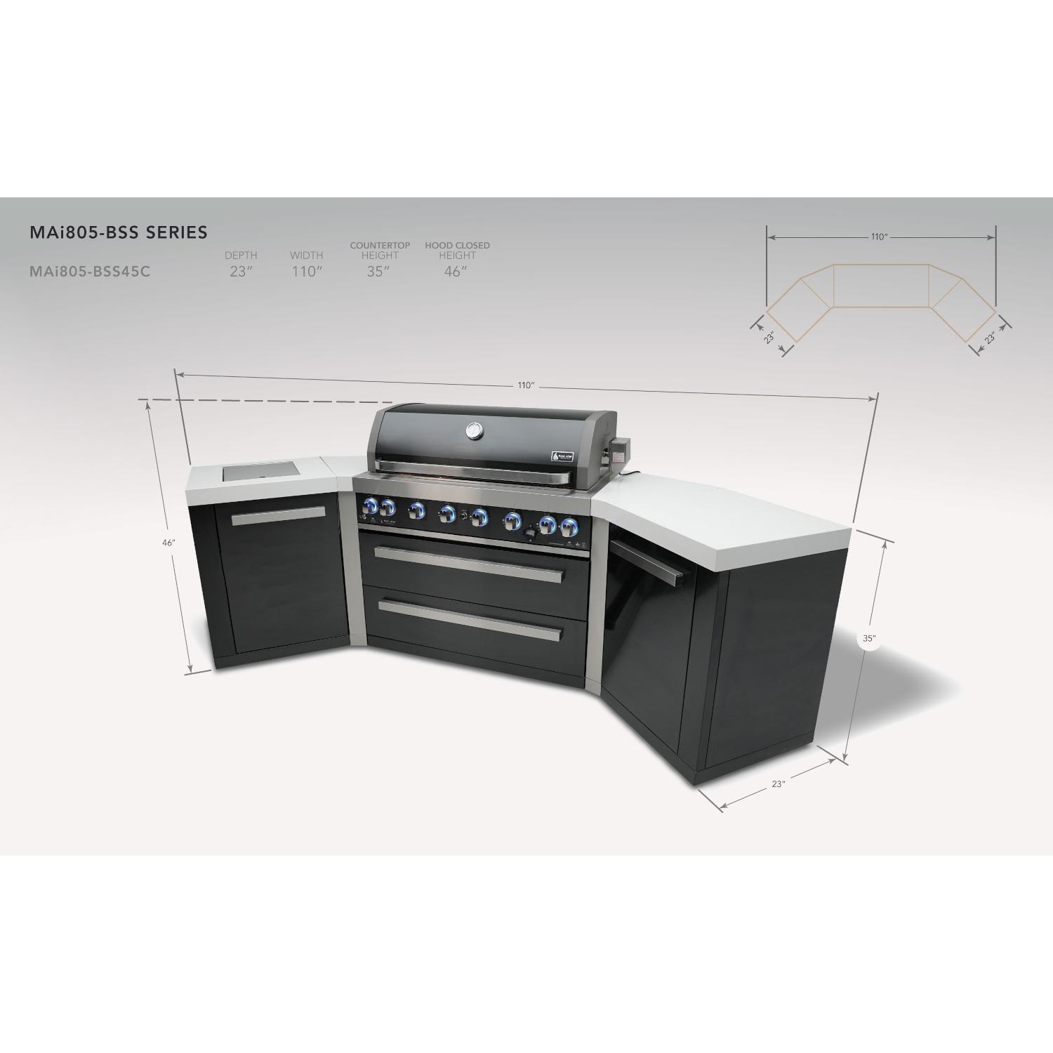 Mont Alpi Black Series 10 Ft U-Shaped Propane Outdoor Kitchen Island w ...