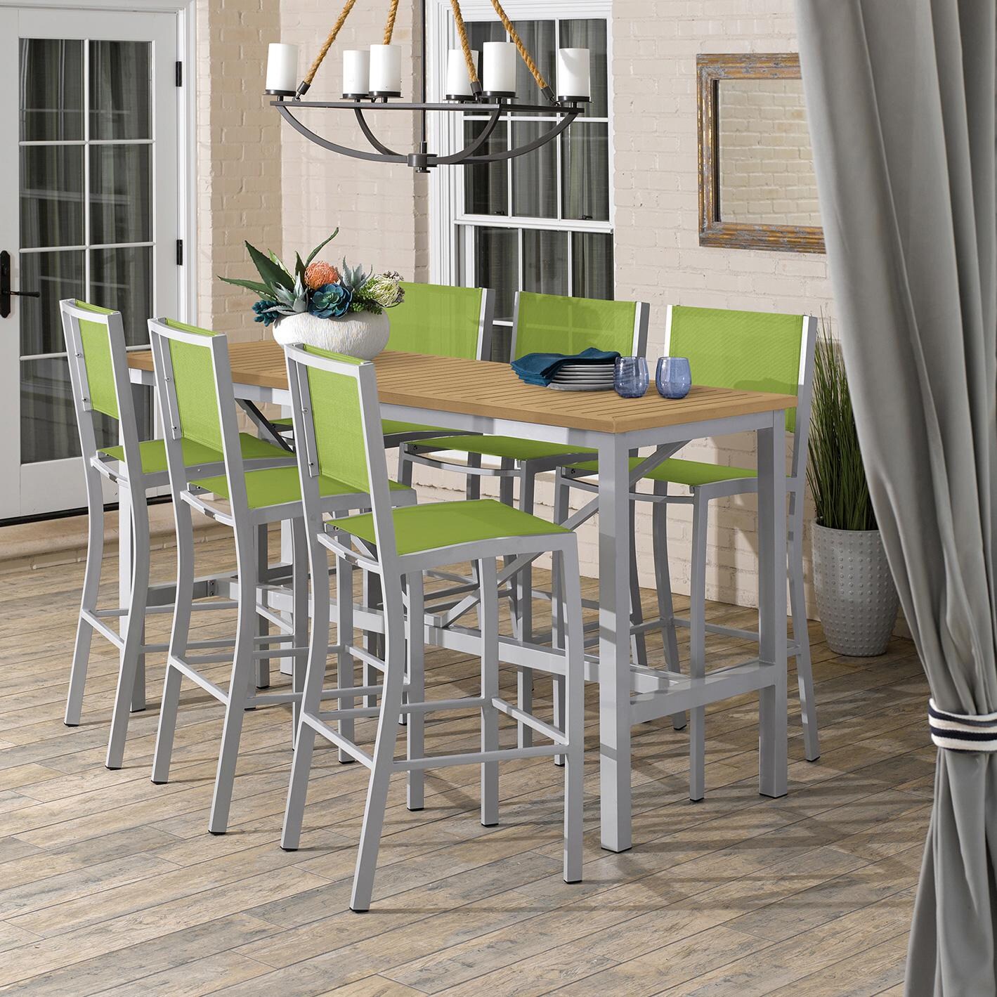 Travira Composite Sling & Aluminum Bar Stool in Flint/Go Green By ...
