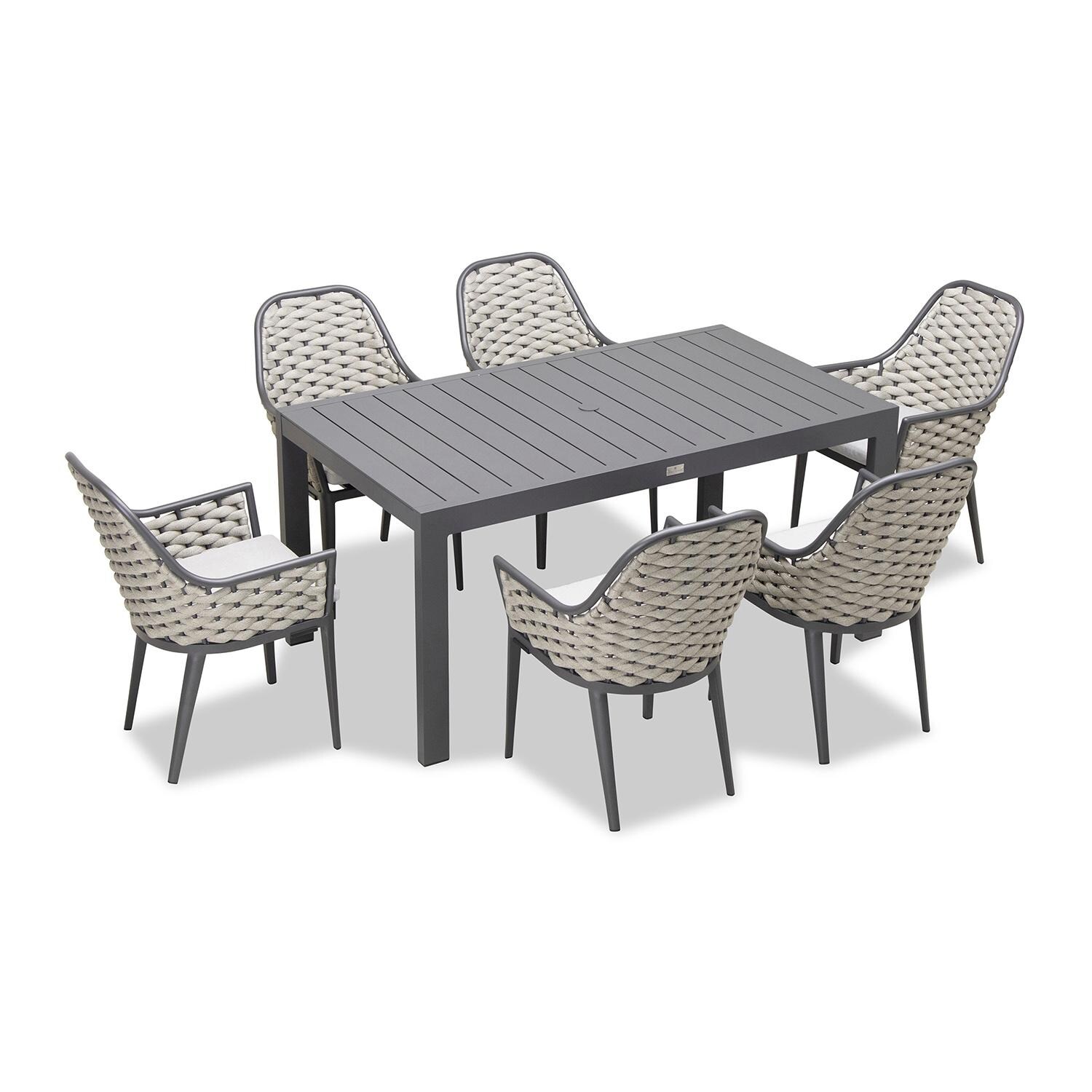 Chloe Bay 6 Seat Aluminum Rectangular Dining Table in Slate by Lakeview Outdoor Designs : BBQGuys