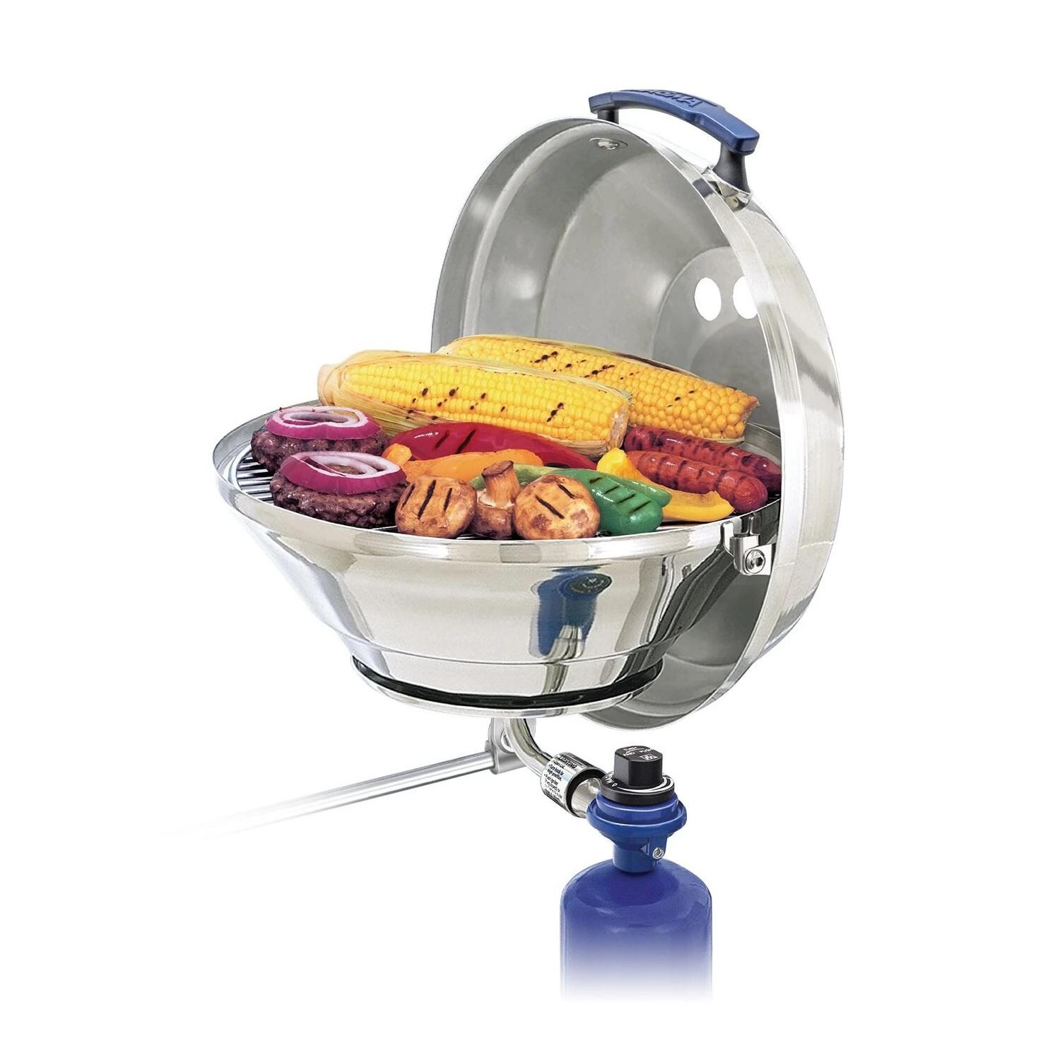 Magma Original Size Marine Kettle Gas Grill on Round Rail Mount : BBQGuys