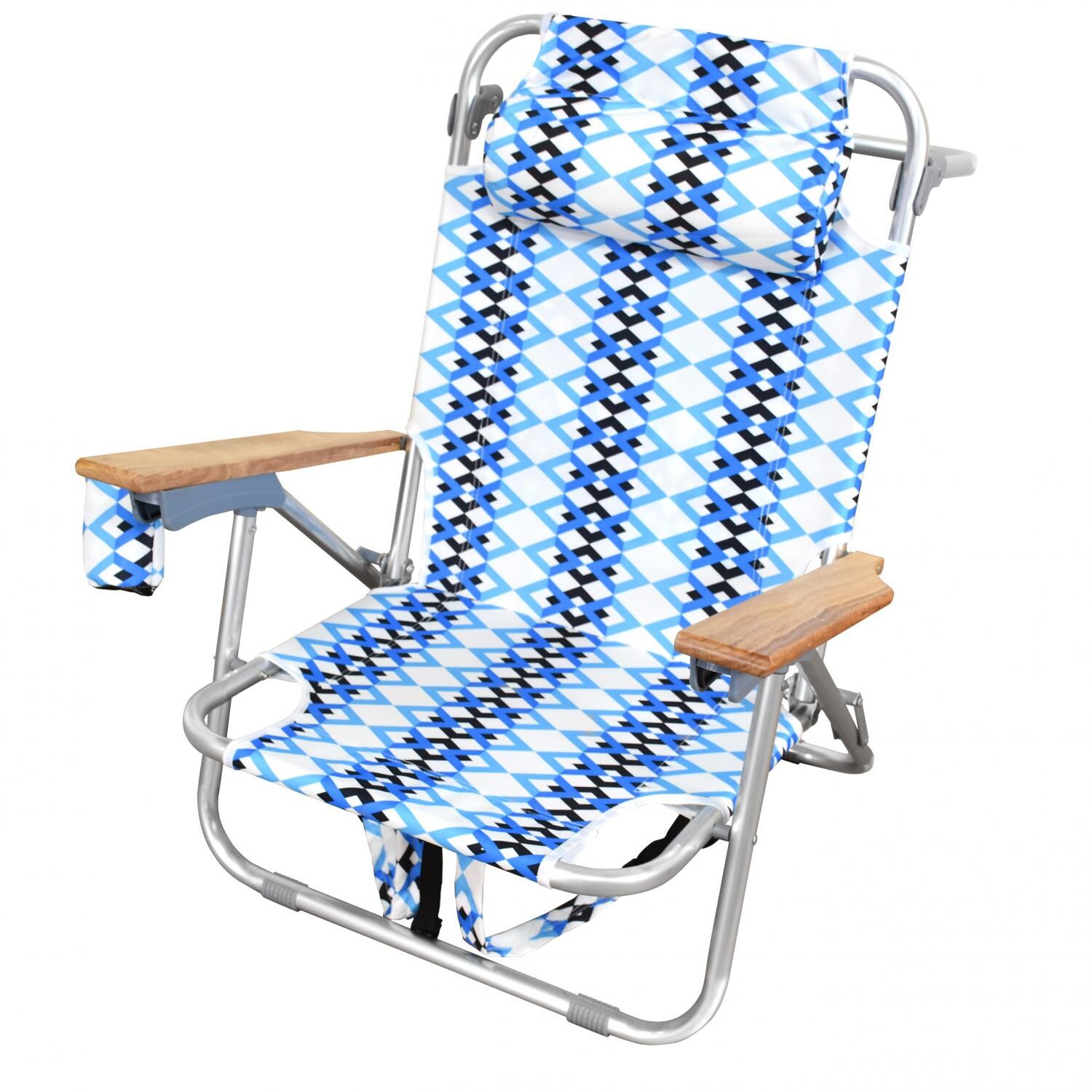 Astella Folding Aluminum Backpack Beach Chair W/ Storage Pouch - Azure ...