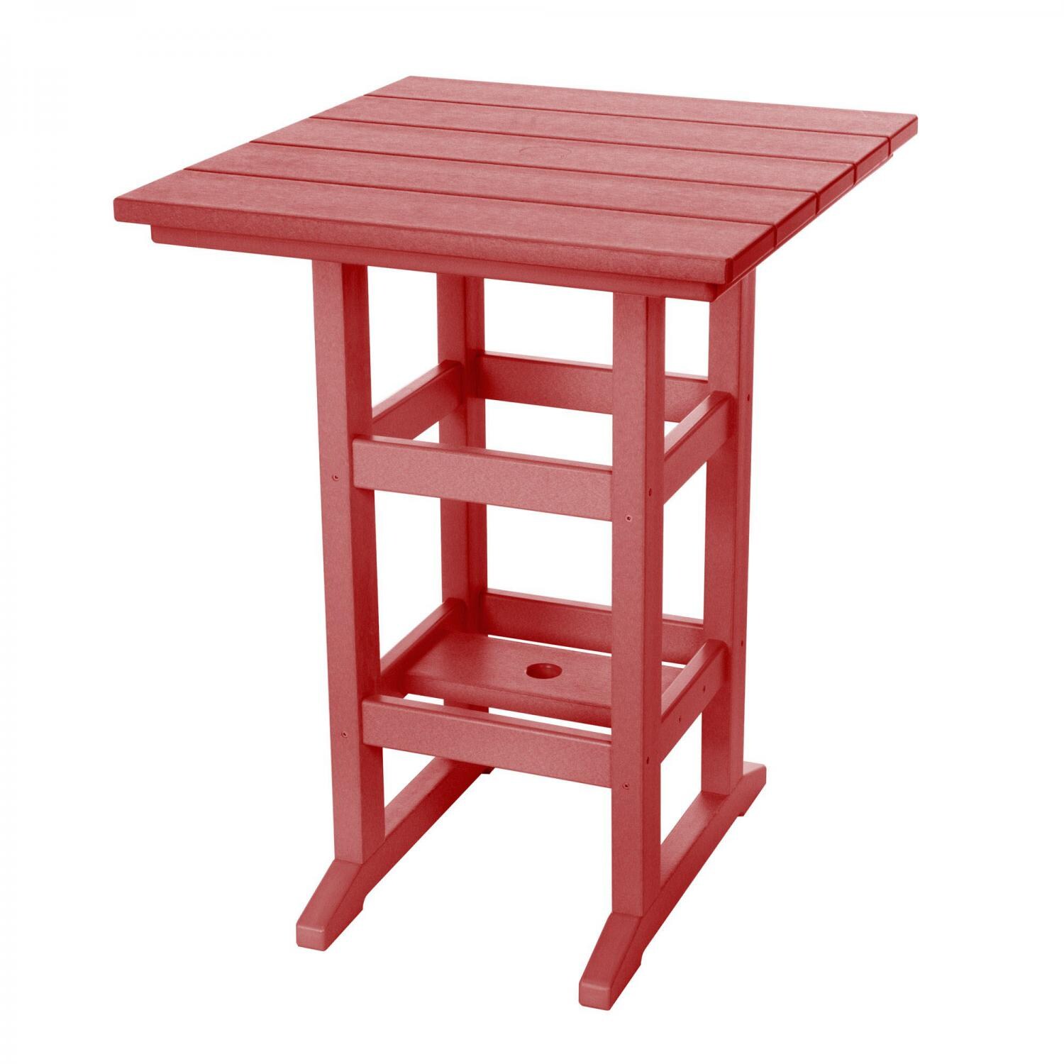 Pawleys Island Poly Lumber Counter Height Square Patio Bar Table - Red ...