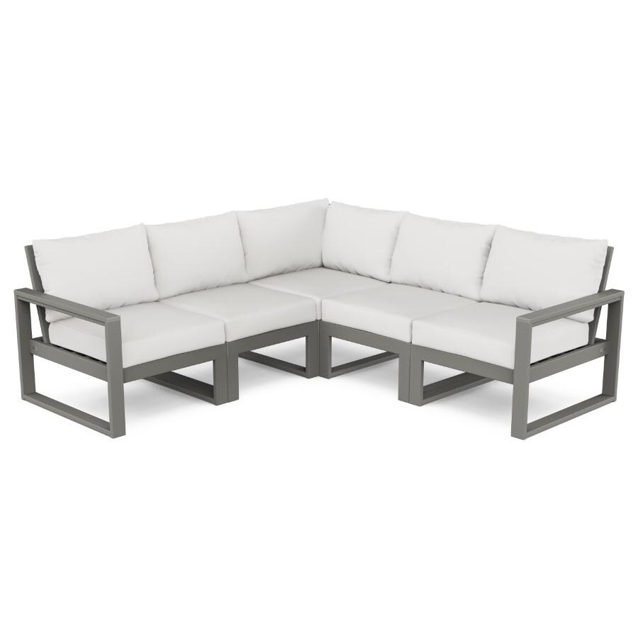 POLYWOOD EDGE 5-Piece Modular Deep Seating Set in Slate Grey / Natural ...