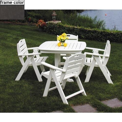Poly-Wood Recycled Plastic Wood Nautical Patio Dining Set - 37 Inch ...