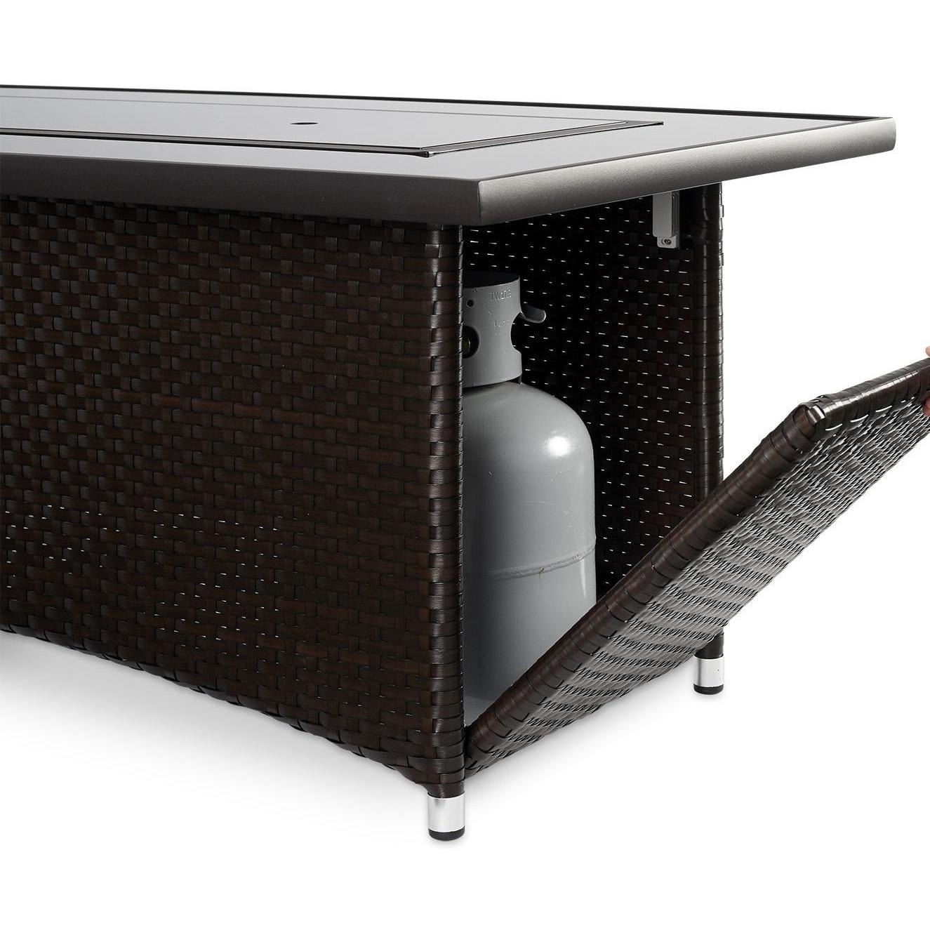 Laneville 60 Inch Rectangular Wicker Propane Fire Pit Table in Brown by ...