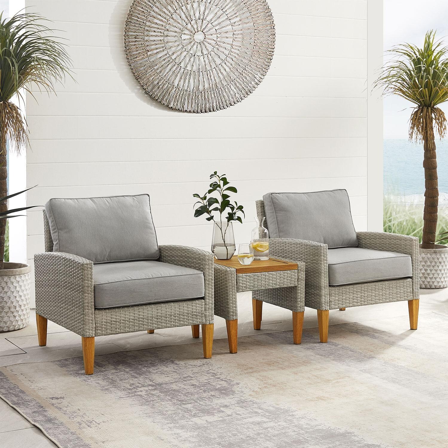Ultimate Patio 3Pc Wicker Outdoor Chair Set in Acorn : BBQGuys