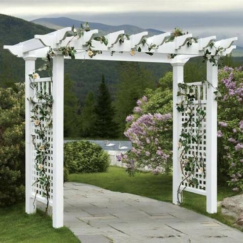 New England Arbors Fairfield Grande 7.25 Ft Vinyl Arbor : BBQGuys