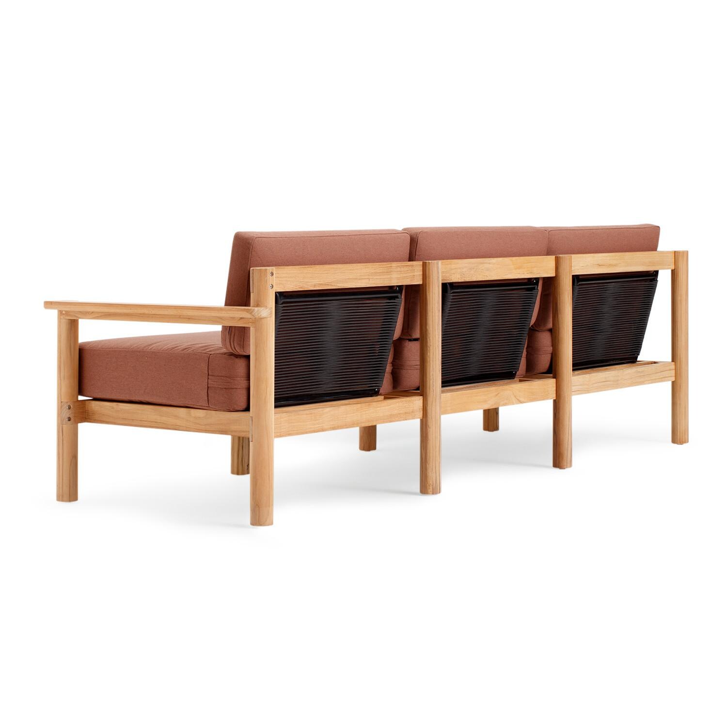 Neighbor Sofa W/ Teak Arms - Sunbrella Rust : BBQGuys