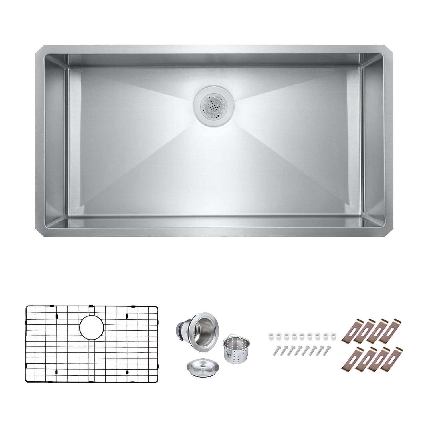 BBQGuys Signature Undermount Stainless Steel 36-Inch Single Bowl Sink W ...