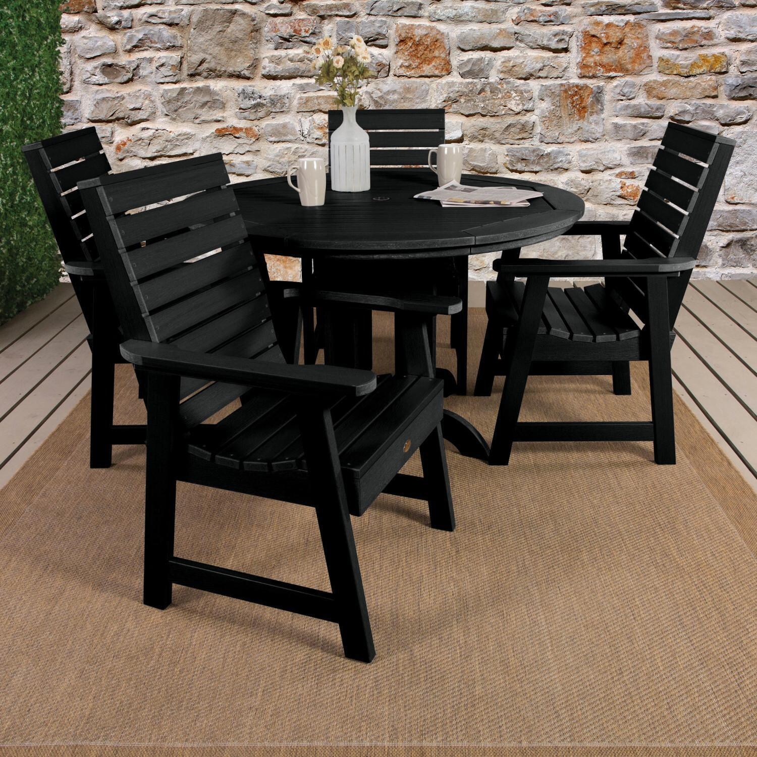 Elm Pointe 5 Pc Set Recycled Plastic Dining Set In Black By Lakeview ...