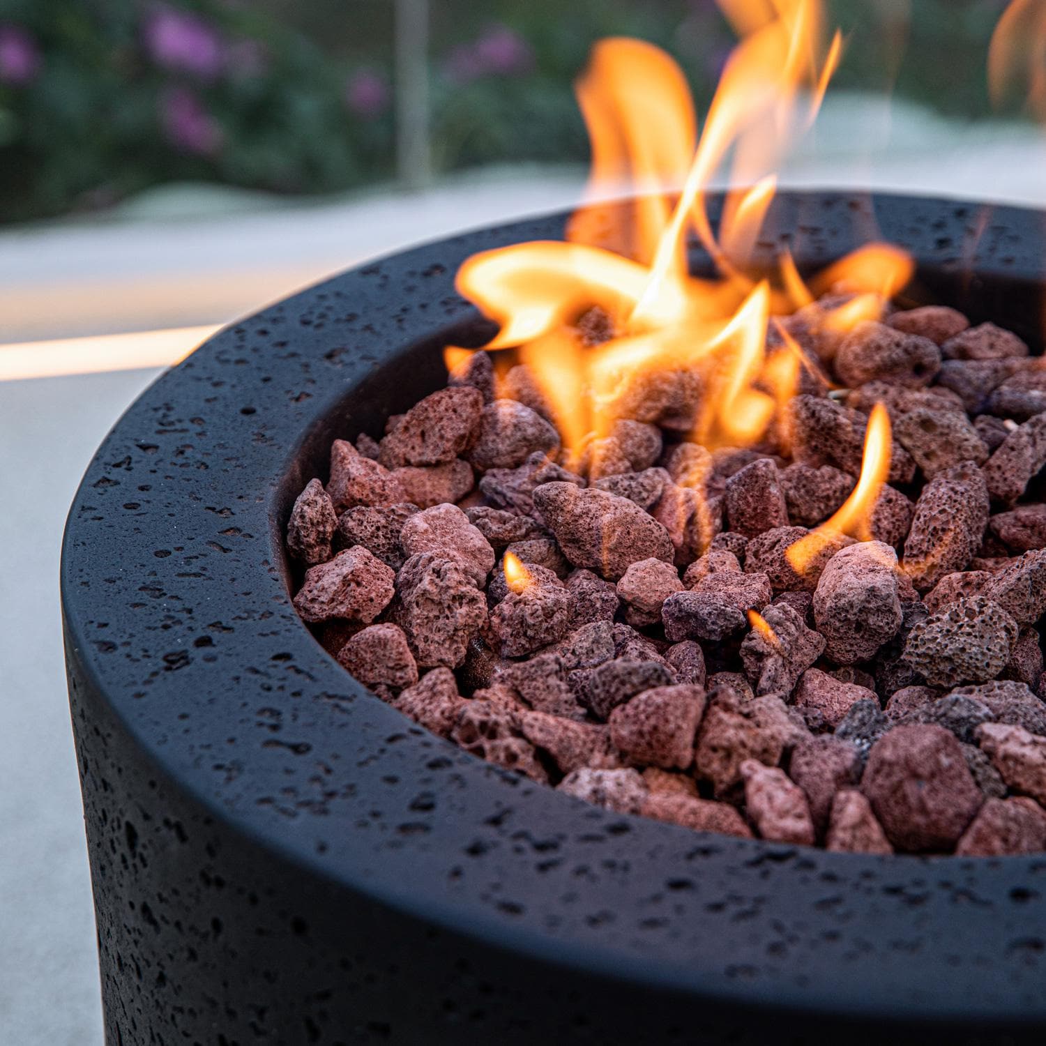 Modeno Lava Tube 18 Inch Round GFRC Propane Fire Urn in Black by ...