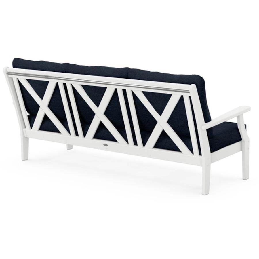 Braxton Recycled Plastic Sofa in White/Marine Indigo by POLYWOOD : BBQGuys