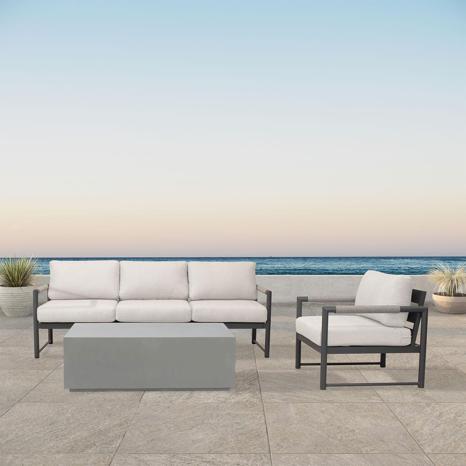 Avenue Bay 3 Pc Aluminum Sofa Set in Slate/Cast Silver by Lakeview ...