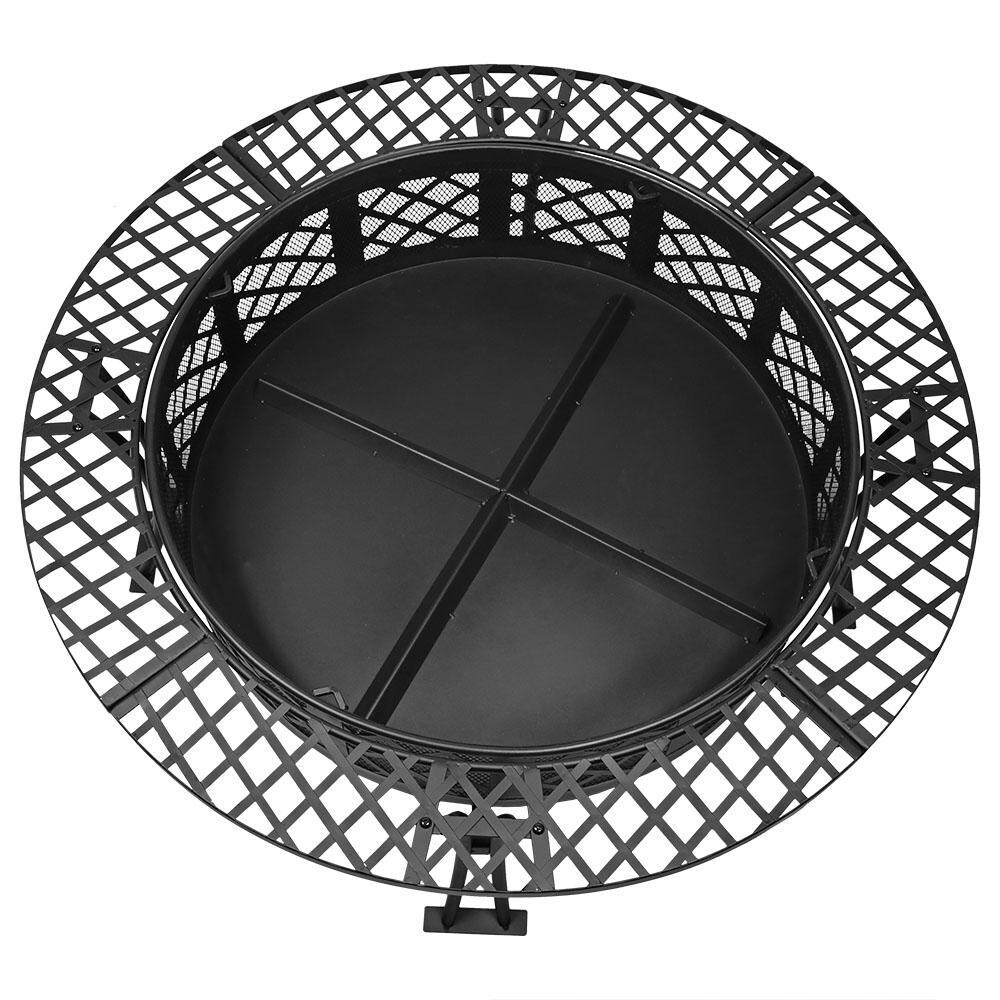 Diamond Weave 40 Inch Round Steel Wood-Burning Fire Pit in Black by ...