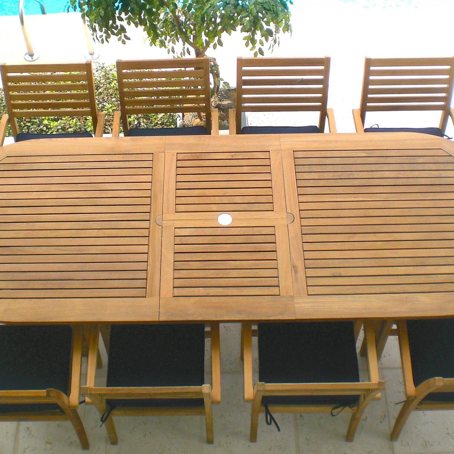 Family 96 X 44 Inch Oval Teak Patio Dining Table W/ Extension By Royal ...