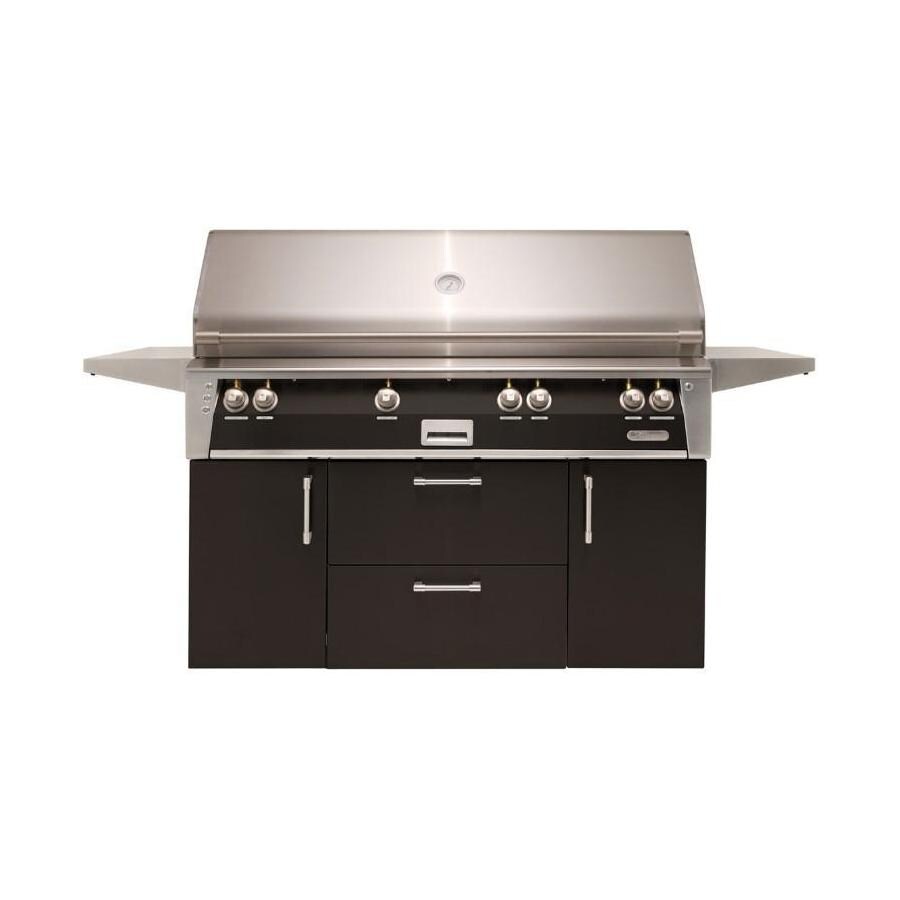 Alfresco ALXE 56-Inch Freestanding Natural Gas All Grill With Sear Zone And Rotisserie in Jet ...