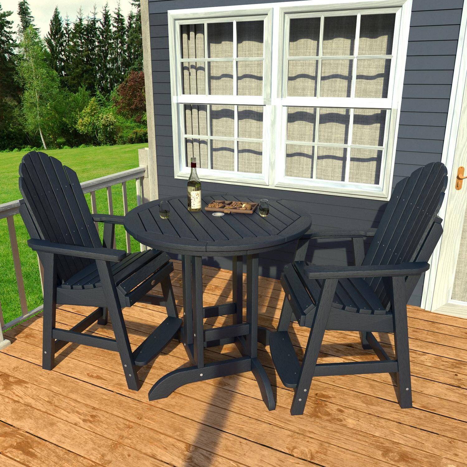 Dream Bay 3 Pc Recycled Plastic Round Counter Dining Set in Federal ...