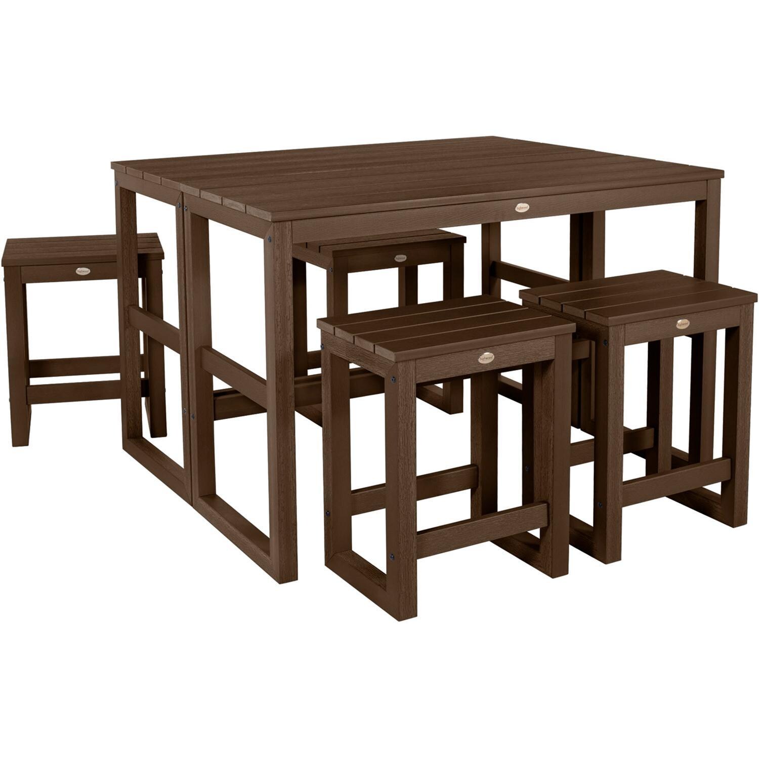 Audubon 6 Pc Recycled Plastic Counter Height Balcony Dining Bar Set in ...