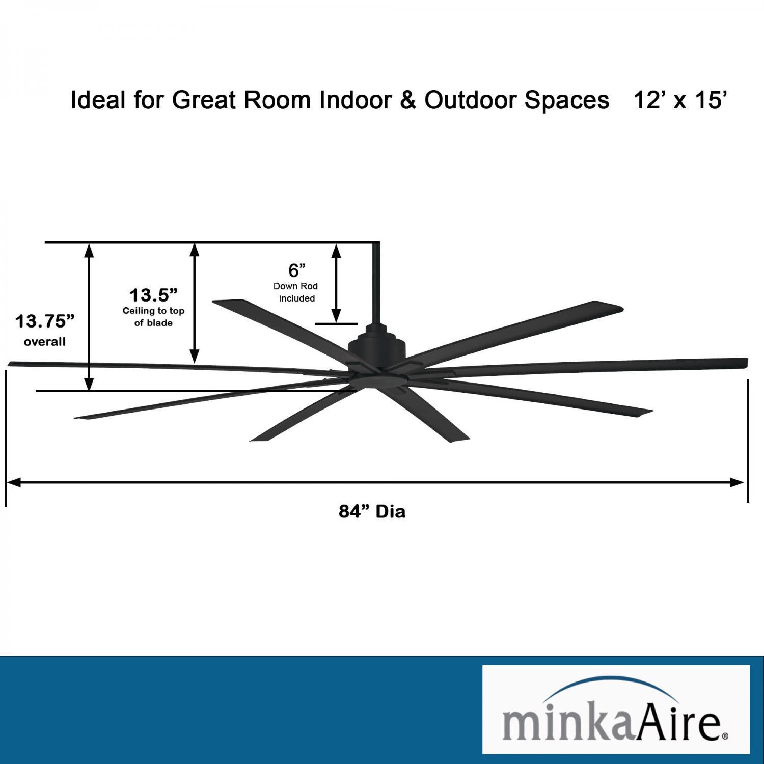 Minka-Aire Xtreme H2O 84-Inch 8-Blade Ceiling Fan in Coal Finish W ...