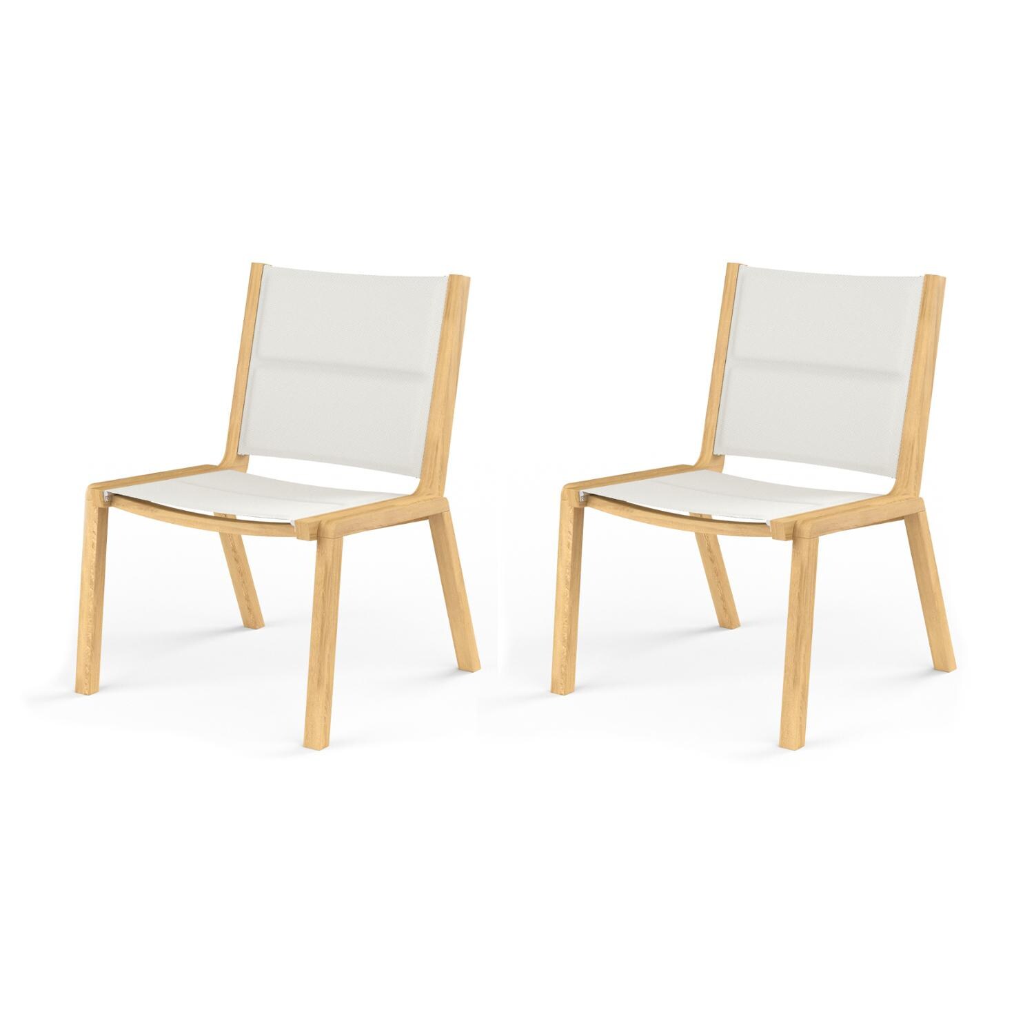 Sunset West Huntington 2 Piece Teak Armless Patio Sling Dining Chair ...