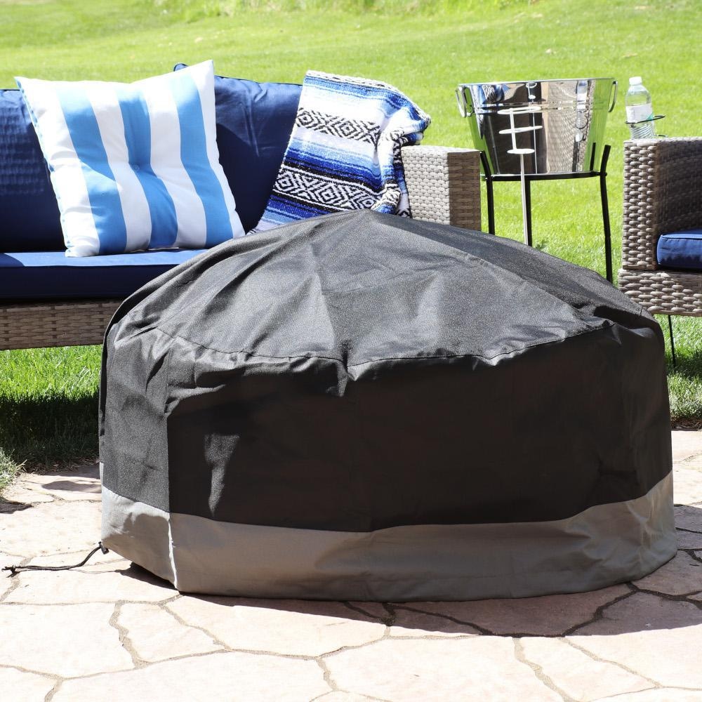 Ultimate Patio 40-Inch Round 2-Tone Outdoor Fire Pit Cover - Gray/Black ...