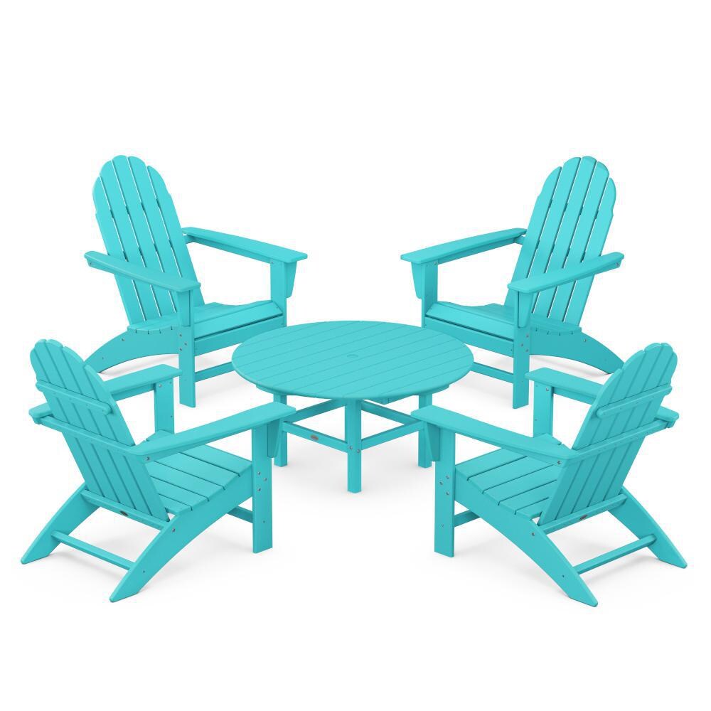 POLYWOOD Vineyard 5-Piece Adirondack Chair Conversation Set - Aruba ...