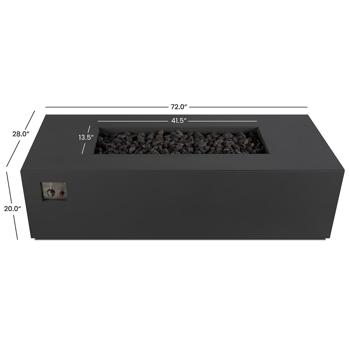 Covewood 72 Inch Rectangular Aluminum Propane Fire Pit Table in ...