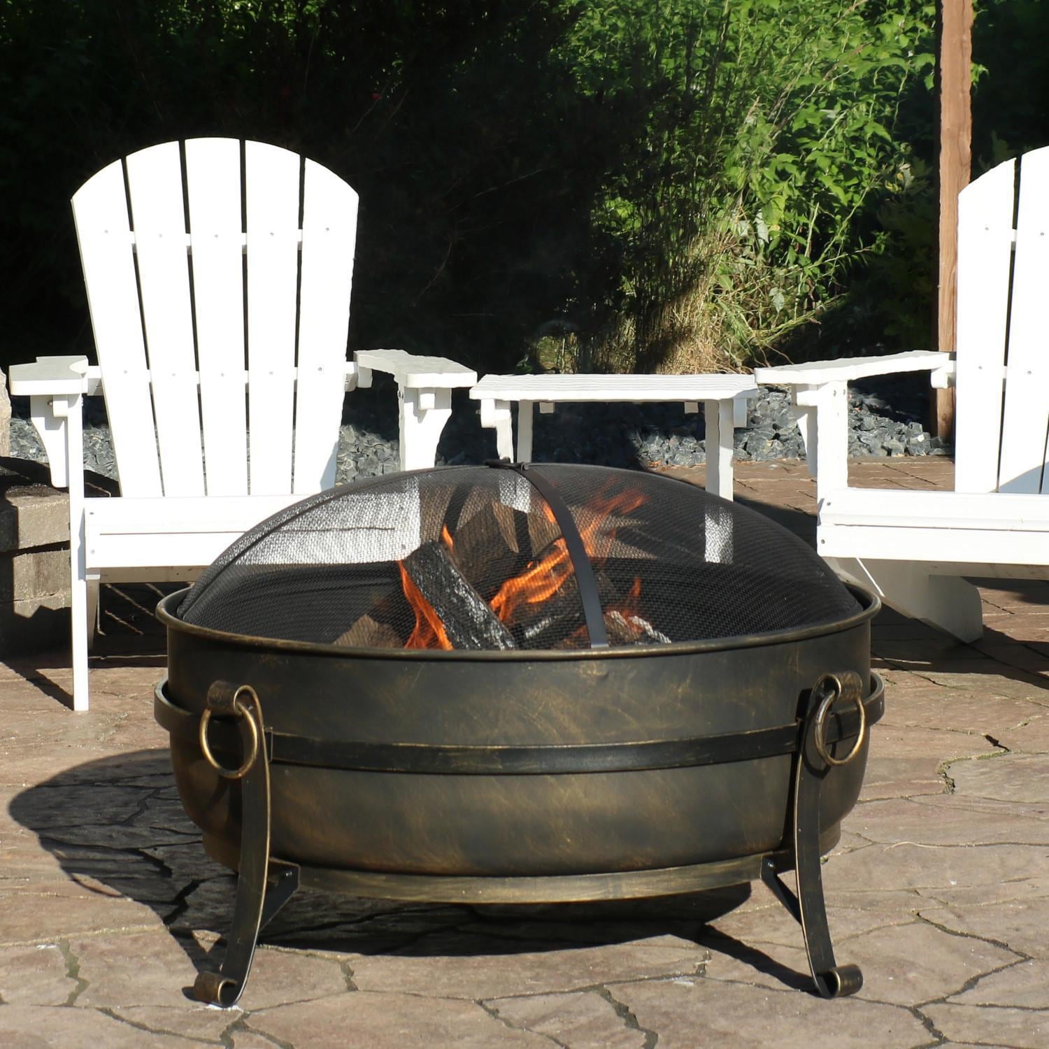 Cauldron 34 Inch Round Steel Wood-Burning Fire Pit in Bronze by ...
